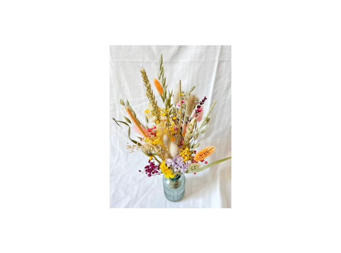 Bouquet séché en fiole RENÉE - plantain maison fleurie