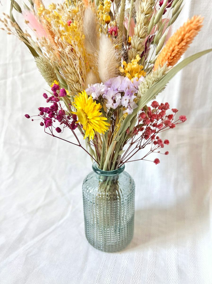 Bouquet séché en fiole RENÉE - plantain maison fleurie