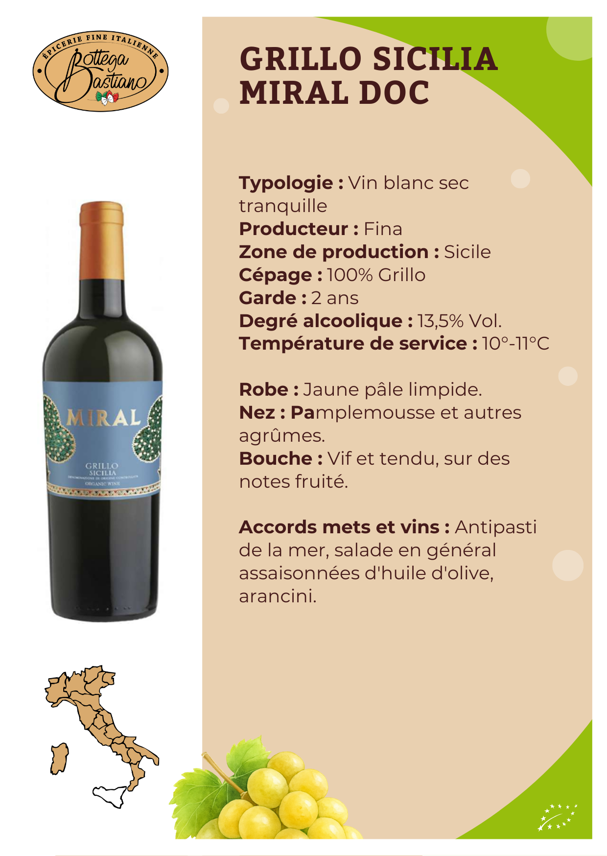 Grillo Sicilia Miral DOC 75cl - bottega bastiano