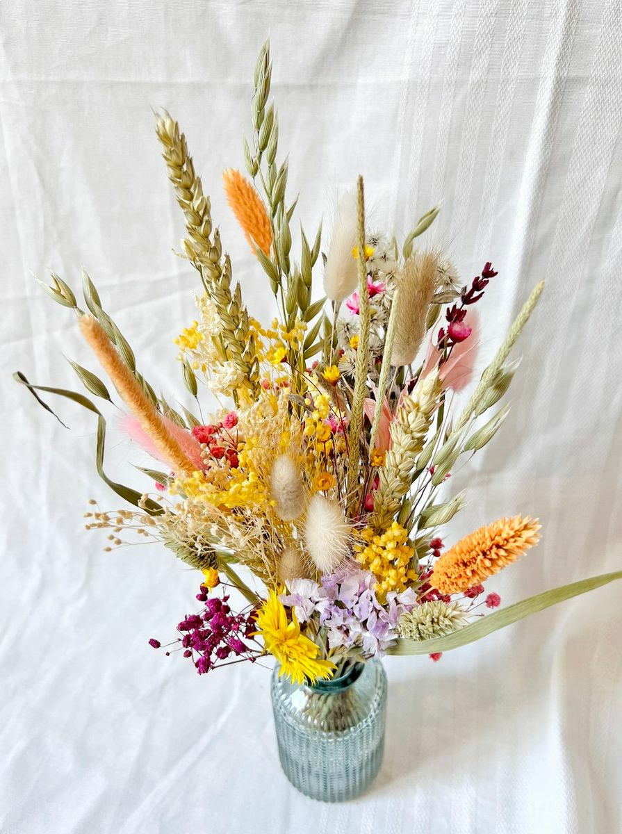 Bouquet séché en fiole RENÉE - plantain maison fleurie