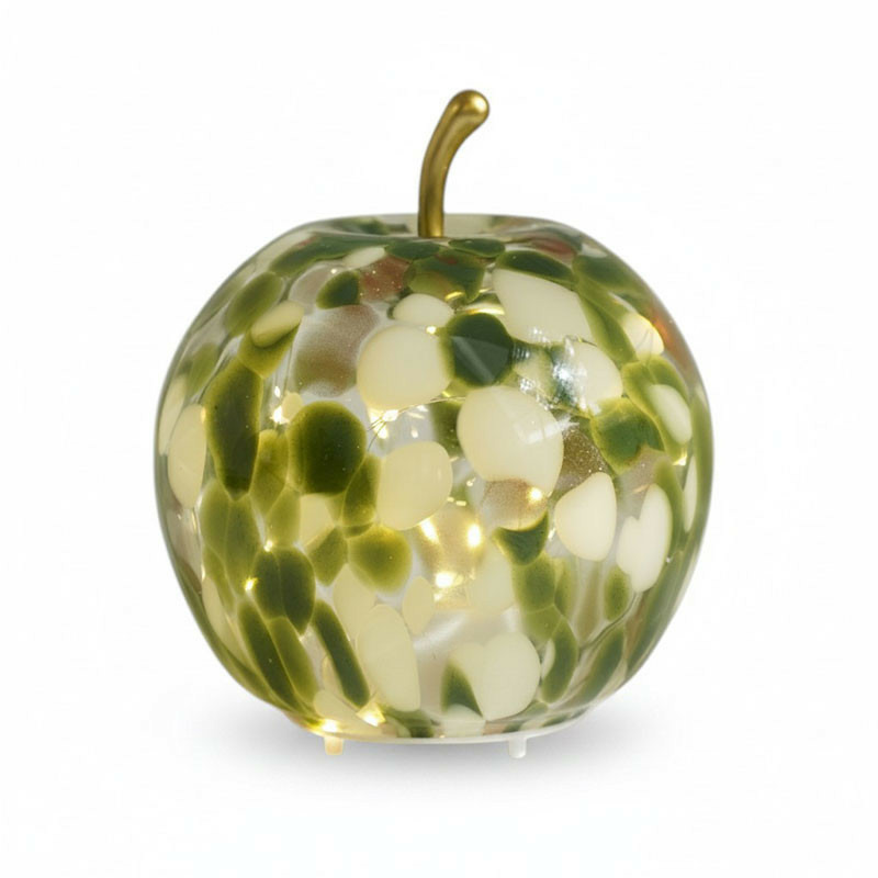 Lampe à Poser Led Pomme Verte verre 15x15x17cm - legens jardins d'hiver