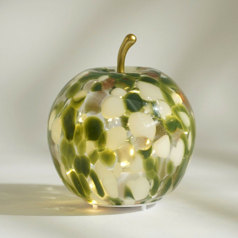 Lampe à Poser Led Pomme Verte verre 15x15x17cm - legens jardins d'hiver